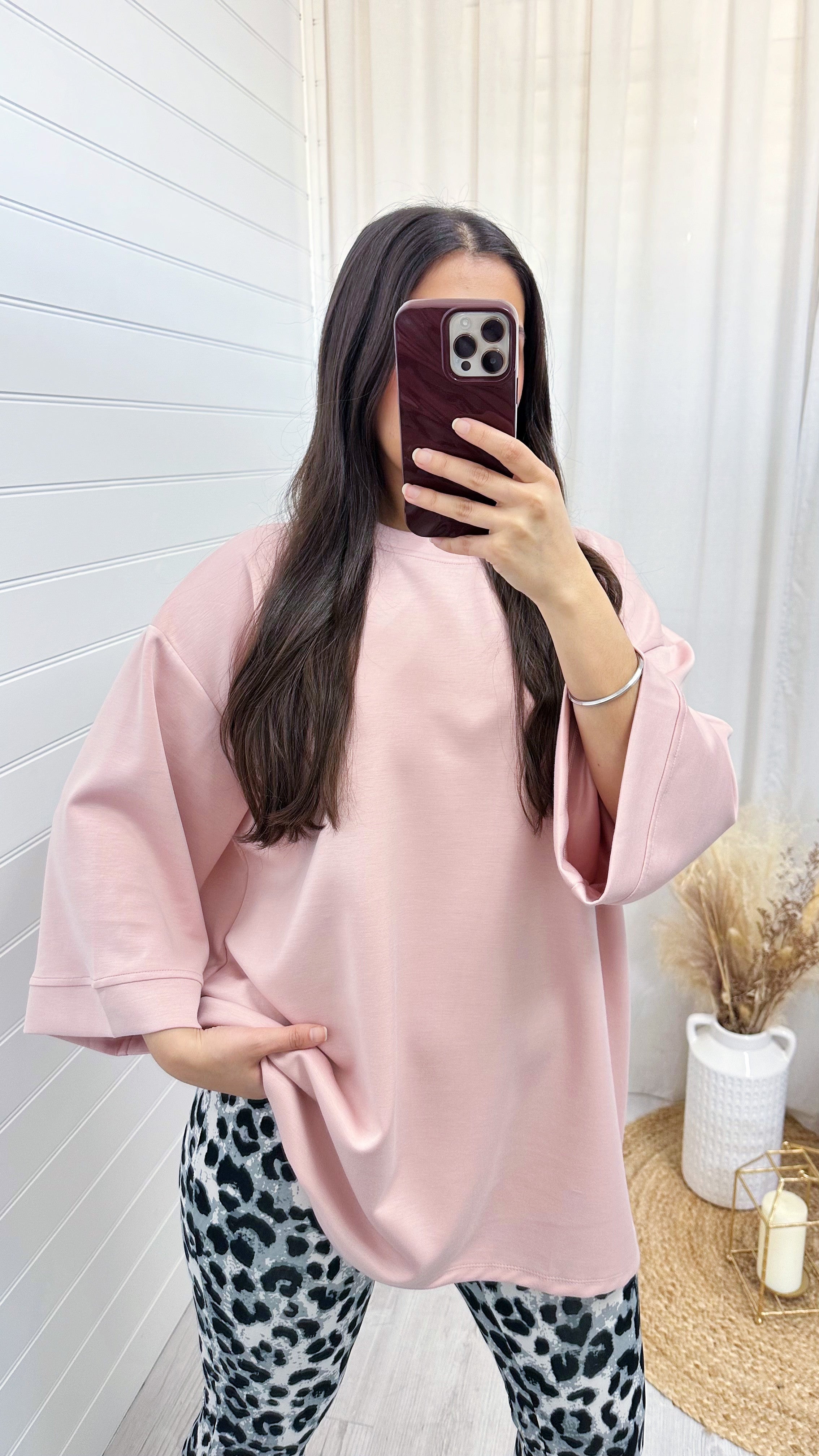 Drop Sleeve Oversized T-Shirt - DUSTY PINK – Altoria